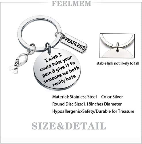 FEELMEM Get Well Soon Jewelry Get Well Gift Post Surgery Gift I Wish I Could Take Your Pain and Give It to Someone We Both Really Hate Keychain Cold Illness Injury Recovery Gift (Fearless)