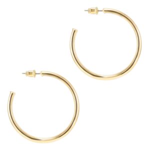 pavoi 14k yellow gold hoop earrings for women | 2mm thick 45mm infinity gold hoops women earrings | gold plated loop earrings for women | lightweight hoop earrings set