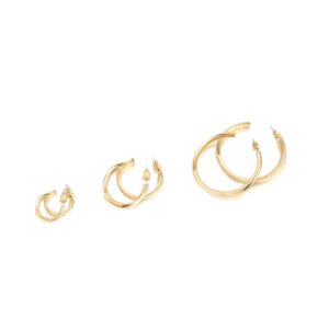 PAVOI 14K Yellow Gold Hoop Earrings For Women | 2mm Thick 45mm Infinity Gold Hoops Women Earrings | Gold Plated Loop Earrings For Women | Lightweight Hoop Earrings Set