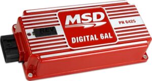 new msd digital digital 6al ignition control box with rev limiter,red,520-540v,11,000 rpm range,8"l x 4"w x 1.825"h,compatible with 4-6-8 cylinder