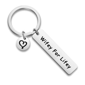 wusuaned groom to bride gift wifey for lifey keychain bride gift for wedding day wedding jewelry (wifey for lifey keychain)