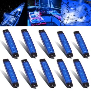 hong 111 marine boat lights, utility led interior lights for boat deck courtesy cockpit decoration light, 12v waterproof boat navigation lights for bow and stern, kayak lights (10 pack) (blue)