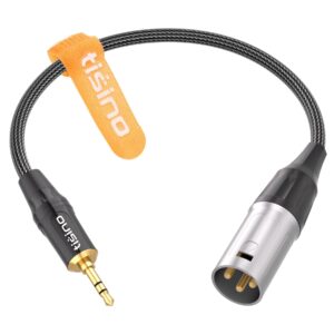 tisino 3.5mm to xlr balanced cable adapter, gold-plated 1/8 inch mini jack aux to xlr male mono audio cord for cell phone, laptop, speaker, mixer - 1ft