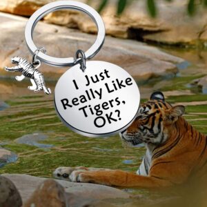 LQRI Funny Tiger Keychain Tiger Lover Gifts I Just Really Like Tigers OK Keychain Cute Tiger Gift for Animal Lover Zoo Keeper(k- tigers)