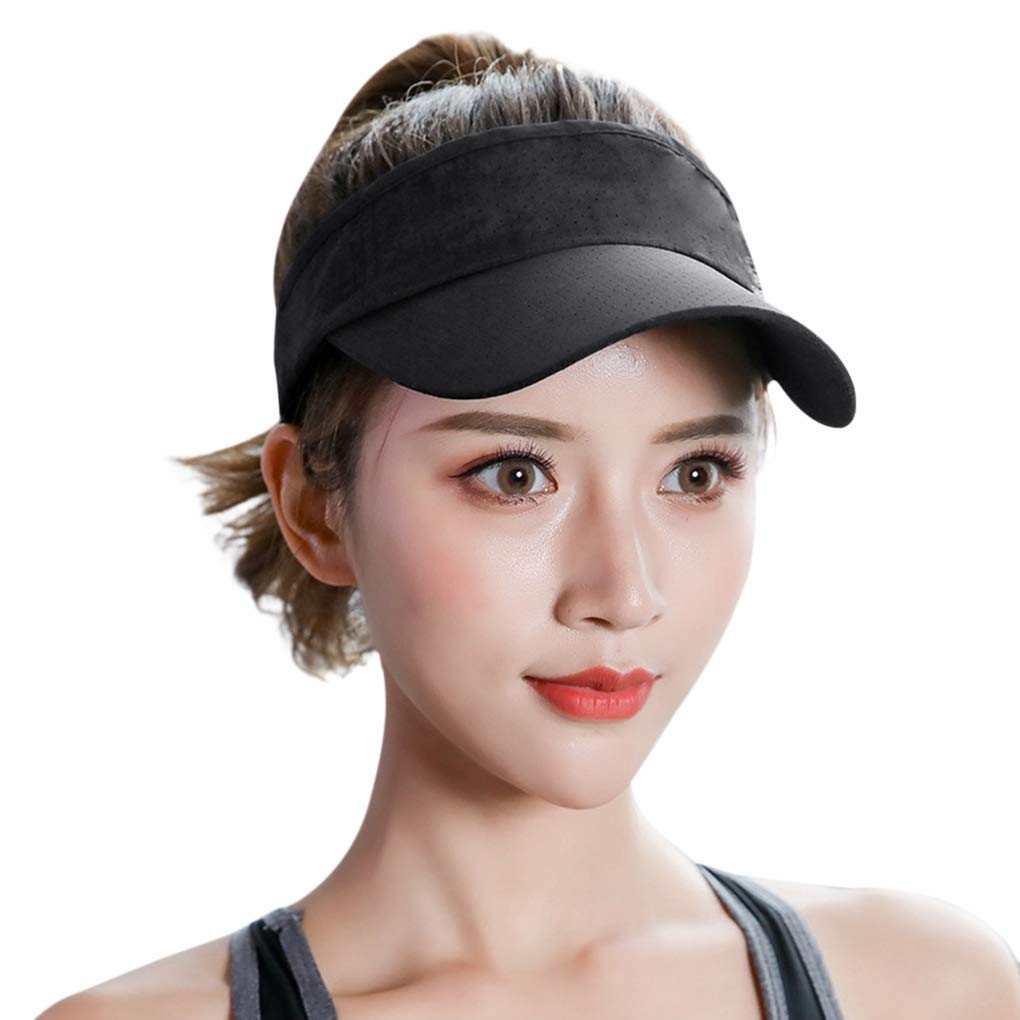 Sun Visor for Women Men, Quick Dry Mesh Sun Hat UV Protection Sports Headband Athletic Sportswear Running Hat Unisex Adults Outdoor Tennis Golf Tennis Baseball Cap Hiking Fishing Sun Visor Hats Black