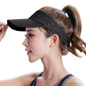 Sun Visor for Women Men, Quick Dry Mesh Sun Hat UV Protection Sports Headband Athletic Sportswear Running Hat Unisex Adults Outdoor Tennis Golf Tennis Baseball Cap Hiking Fishing Sun Visor Hats Black