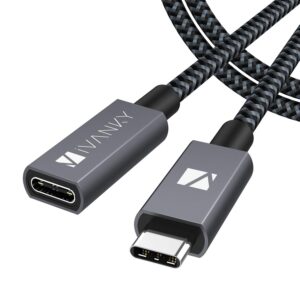 ivanky usb c extension cable 6.6ft [100w, 20gbps], usb-c 3.1 gen 2 male to female 4k video cable, compatible with macbook pro/air, samsung, nintendo switch and more