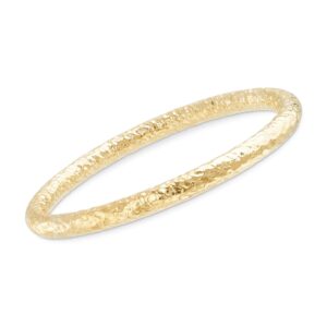 ross-simons italian 18kt yellow gold over sterling silver hammered bangle bracelet. 8.5 inches