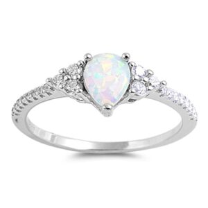 vintage style white simulated opal ring .925 sterling silver size 12