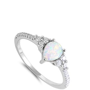 Vintage Style White Simulated Opal Ring .925 Sterling Silver Size 12