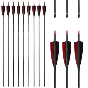 linkboy archery pure carbon arrows spine 300 340 400 500 600 700 800 for compound recurve bow hunting shooting target 12pcs (spine 400 30inch)