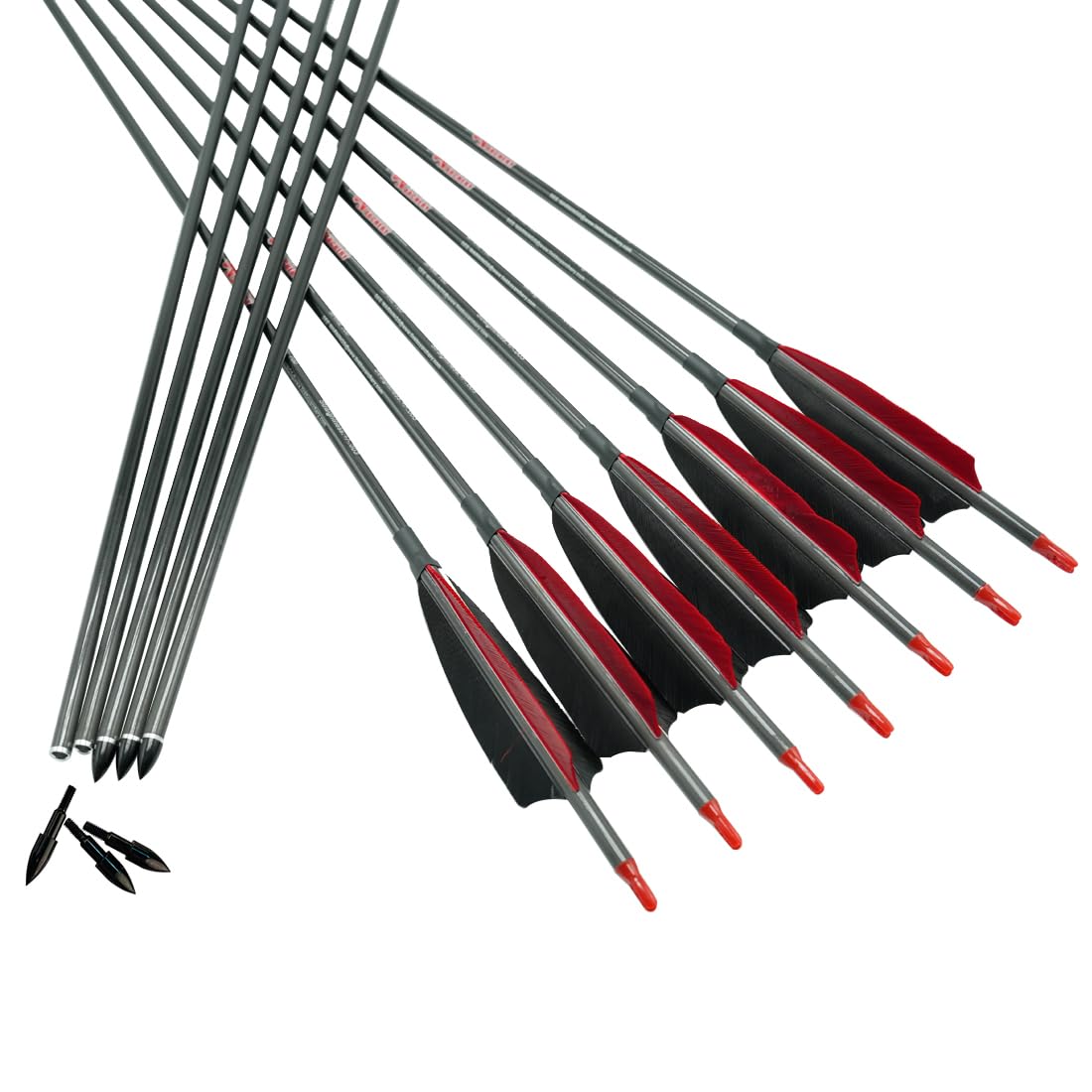 Linkboy Archery Pure Carbon Arrows Spine 300 340 400 500 600 700 800 for Compound Recurve Bow Hunting Shooting Target 12pcs (spine 400 30inch)