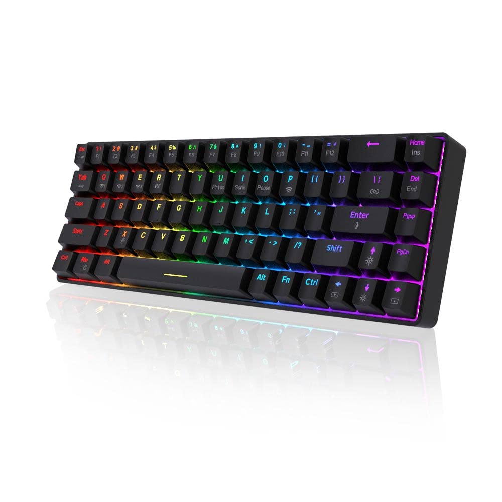 NACODEX 68 Key 65% Hot swappable Mechanical Keyboard, 2.4G Wireless/Bluetooth/Wired RGB Backlit Keyboard, 1900mAh Programmable Keyboard for Win/Mac/Gaming