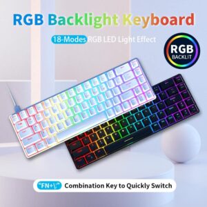 NACODEX 68 Key 65% Hot swappable Mechanical Keyboard, 2.4G Wireless/Bluetooth/Wired RGB Backlit Keyboard, 1900mAh Programmable Keyboard for Win/Mac/Gaming