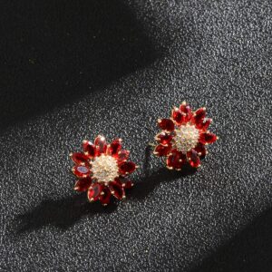 Crystal Flower Burst Stud Earirings Elegant Hypoallergenic Large Big Sterling Silver Sparkly CZ Cubic Zirconia Rhinestone Daisy Sunflower Floral Cluster Flower Stud Earrings Bridal Wedding Party