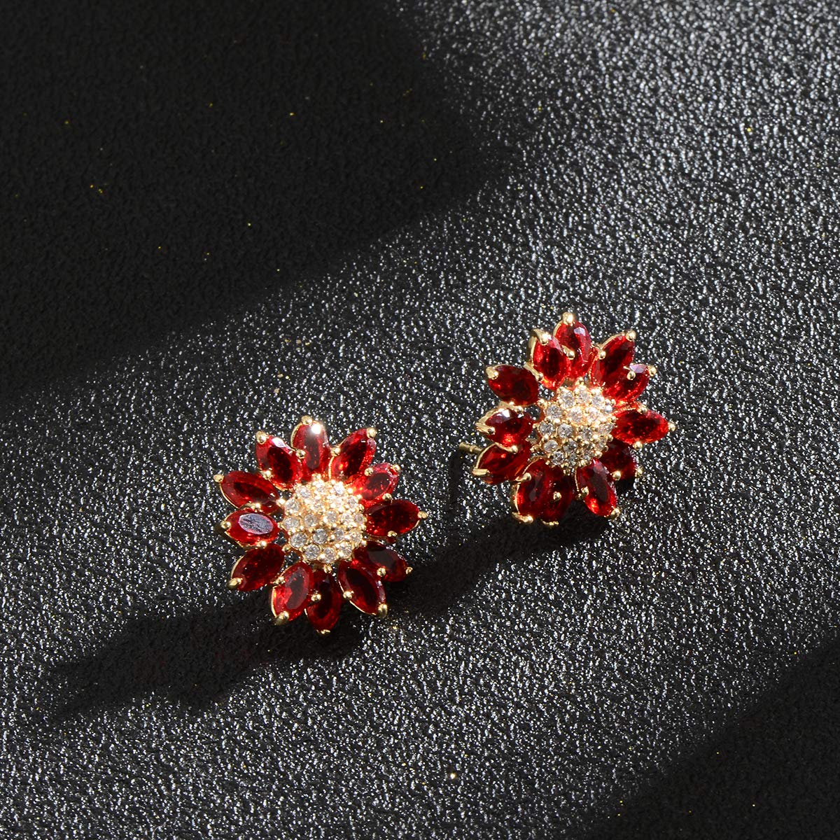 Crystal Flower Burst Stud Earirings Elegant Hypoallergenic Large Big Sterling Silver Sparkly CZ Cubic Zirconia Rhinestone Daisy Sunflower Floral Cluster Flower Stud Earrings Bridal Wedding Party