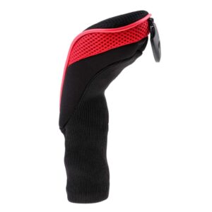 mesh golf hybrid club head covers headcover w/interchangeable no. tag 3, 4, 5, 7, x red 32.5 x 10.5cm