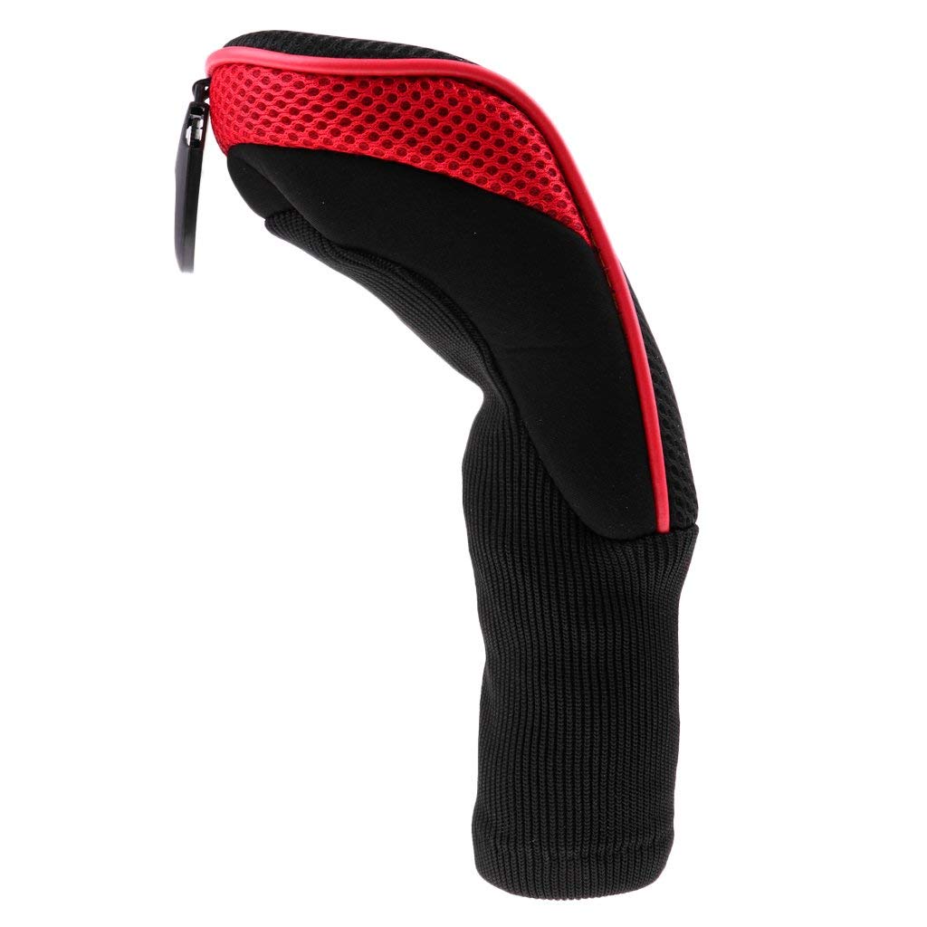 Mesh Golf Hybrid Club Head Covers Headcover w/Interchangeable No. Tag 3, 4, 5, 7, X Red 32.5 x 10.5cm