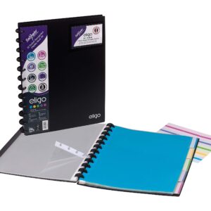 Snopake Eligo A4 ReOrganiser Display Book with Dividers & Index Tabs [Pack of 2] 20 Pockets/40 Sides to View Ref: 15863,Black