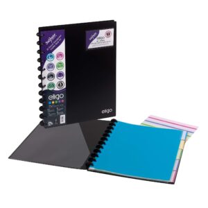 Snopake Eligo A4 ReOrganiser Display Book with Dividers & Index Tabs [Pack of 2] 20 Pockets/40 Sides to View Ref: 15863,Black