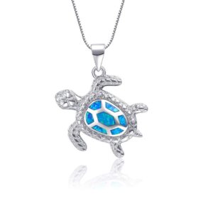 pupillemon blue opal sea turtle necklace sterling silver necklace fine jewelry for women gifts