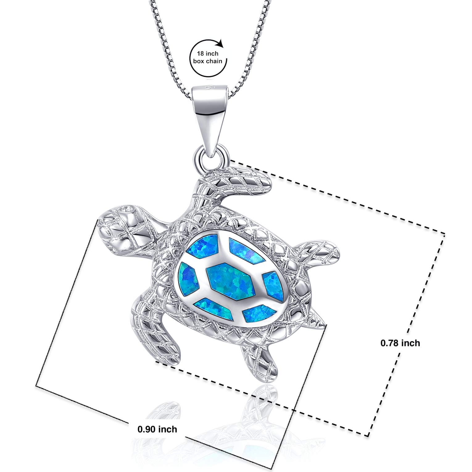 PUPILLEMON Blue Opal Sea Turtle Necklace Sterling Silver Necklace Fine Jewelry For Women Gifts