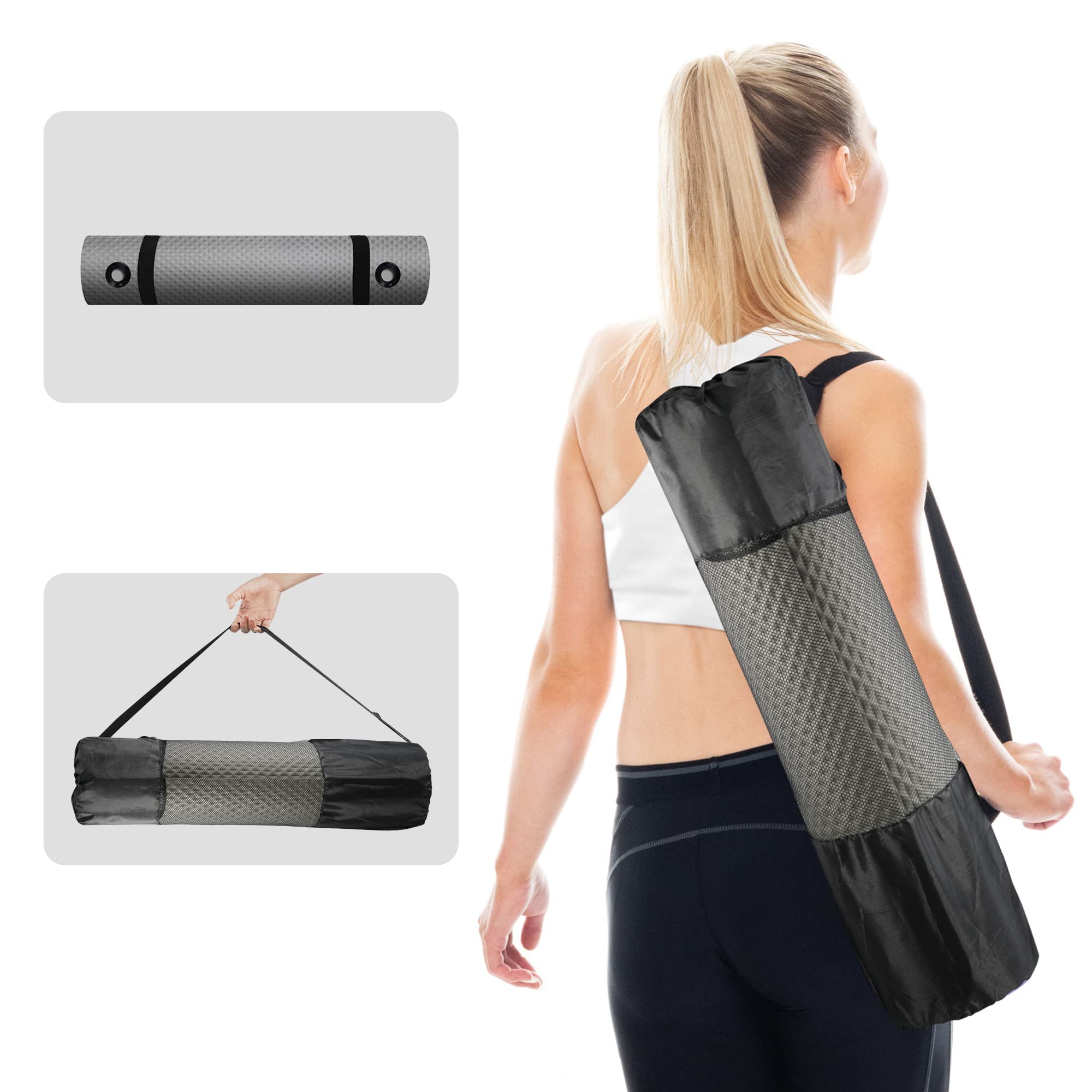 LFS Large Yoga Mat - 72"x 31.5" x 2/5 inch, Extra Wide and Extra Thick Non Slip Exercise & Fitness Yoga Mat with Band and Yoga Bag ，for All Types of Yoga Outdoor Practice, Pilates & Floor Workouts