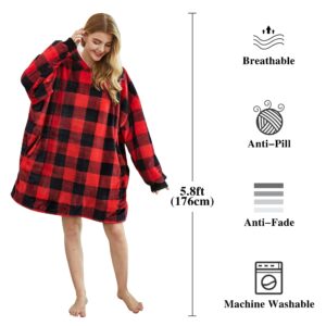 Felicigeely Blanket Hoodie, Oversized Wearable Blanket Sweatshirt for Adults Women Men Warm Cozy Thick Hoodie Blanket with Pockets and Sleeves Gift for Her Mom Girls