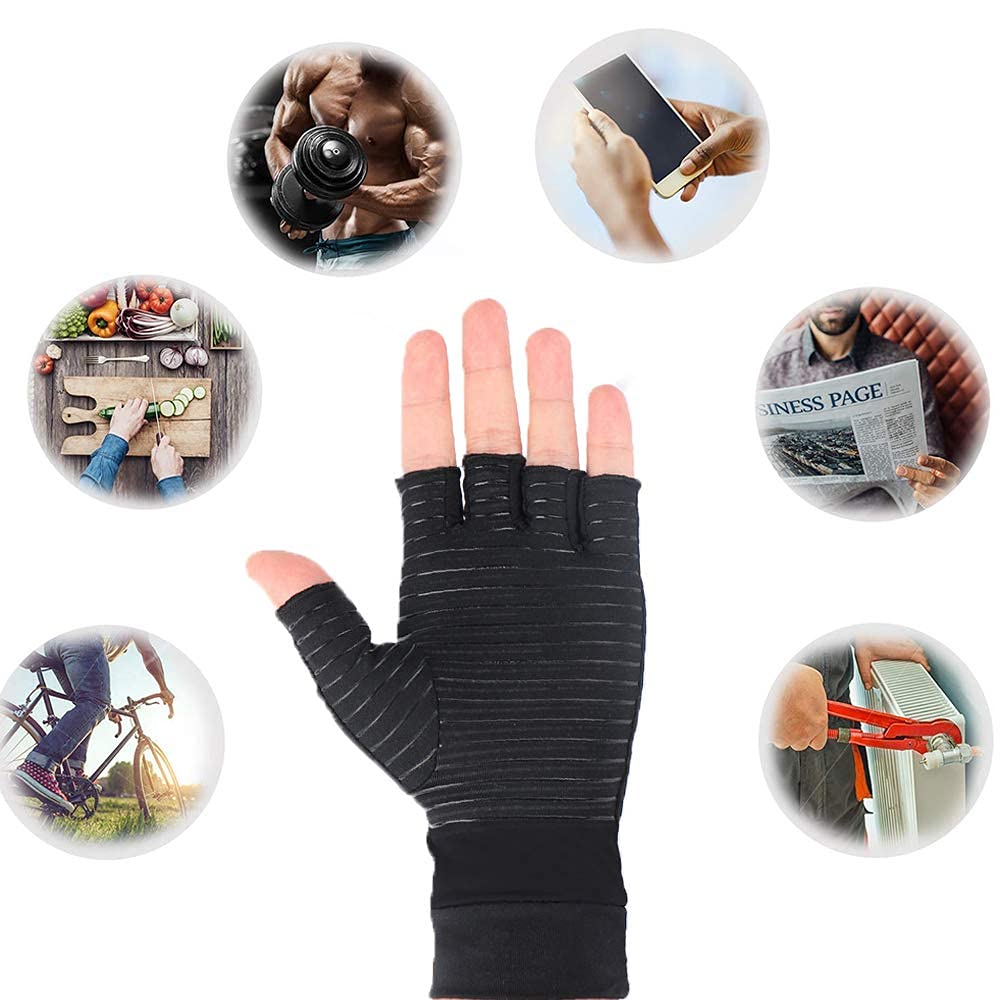 JADE KIT Copper Arthritis Gloves, Compression Gloves for Hands and Fingers Rehabilitation, Arthritis Gloves for Women Men Relief Hand Pain of Arthritis, Swelling, Carpal Tunnel - Size Medium