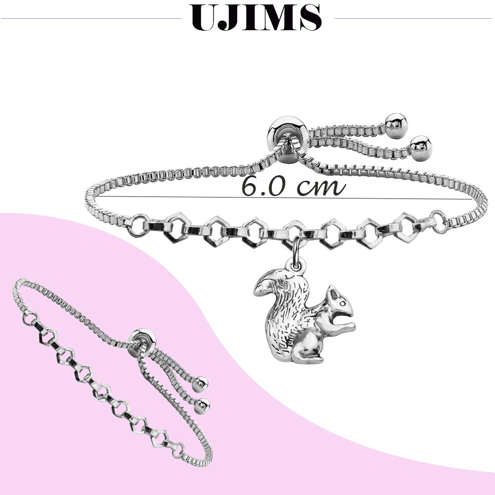 UJIMS Squirrel Charm Bracelet Squirrel Lover Gifts Animal Bracelet Friendship Jewelry for BFF Sister Squirrel Lady Gift (Squirrel Bracelet)