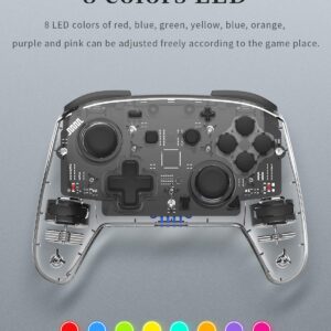 Switch Controller, Pro Controller for Switch/Switch Lite/Switch OLED, Adjustable Turbo, Vibration Motion, Gyro, Transparent