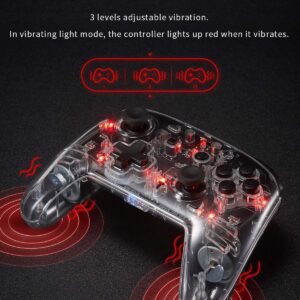 Switch Controller, Pro Controller for Switch/Switch Lite/Switch OLED, Adjustable Turbo, Vibration Motion, Gyro, Transparent