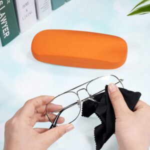 Frienda 3 Pieces Hard Shell Glasses Eyeglasses Sunglasses Case with Eyeglass Cloth (Light Blue, White, Orange)