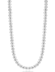 miabella italian 925 sterling silver handmade 4mm bead ball strand chain necklace for women, made in italy (length 18 inches (small))