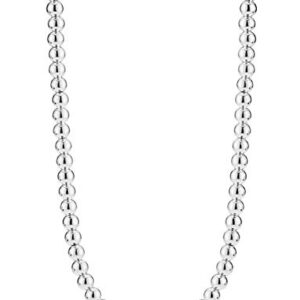 Miabella Italian 925 Sterling Silver Handmade 4mm Bead Ball Strand Chain Necklace for Women, Made in Italy (Length 18 Inches (Small))