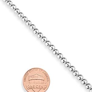 Miabella Italian 925 Sterling Silver Handmade 4mm Bead Ball Strand Chain Necklace for Women, Made in Italy (Length 18 Inches (Small))