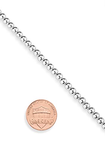 Miabella Italian 925 Sterling Silver Handmade 4mm Bead Ball Strand Chain Necklace for Women, Made in Italy (Length 18 Inches (Small))