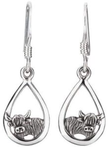 sterling silver highland cow earrings