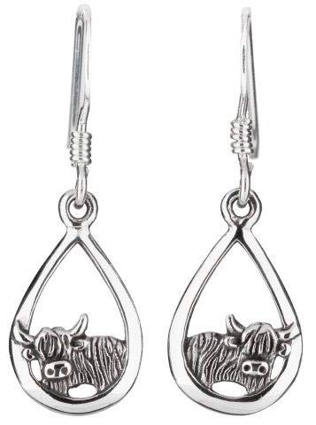 Sterling Silver Highland Cow Earrings