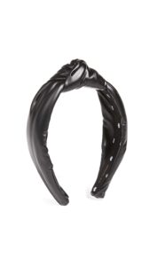 lele sadoughi women's faux leather knotted headband, black leather, one size