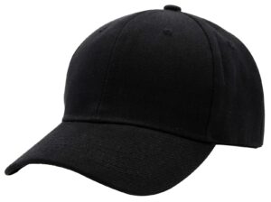 baseball cap men women - adjustable plain sports fashion quality hat, blk