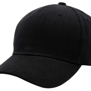 Baseball Cap Men Women - Adjustable Plain Sports Fashion Quality Hat, BLK