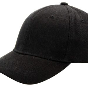 Baseball Cap Men Women - Adjustable Plain Sports Fashion Quality Hat, BLK