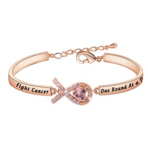 maofaed cancer fighter gift cancer survivor gift fight cancer one round at a time cancer awareness jewelry cancer patients jewelry gift for her (fight cancer one round rg)