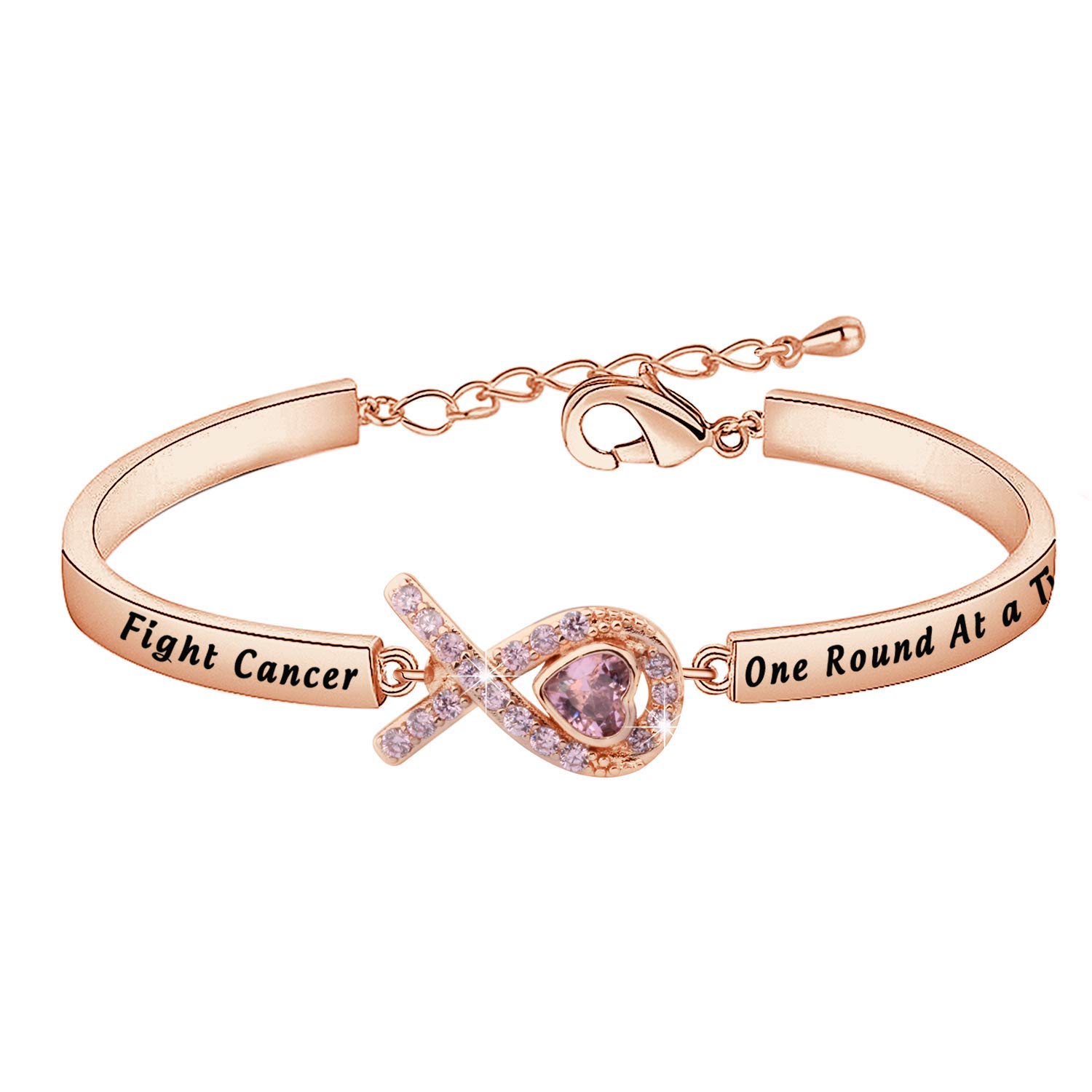 MAOFAED Cancer Fighter Gift Cancer Survivor Gift Fight Cancer One Round At A Time Cancer Awareness Jewelry Cancer Patients Jewelry Gift For Her (fight cancer one round RG)