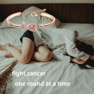 MAOFAED Cancer Fighter Gift Cancer Survivor Gift Fight Cancer One Round At A Time Cancer Awareness Jewelry Cancer Patients Jewelry Gift For Her (fight cancer one round RG)