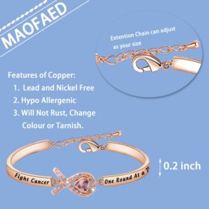 MAOFAED Cancer Fighter Gift Cancer Survivor Gift Fight Cancer One Round At A Time Cancer Awareness Jewelry Cancer Patients Jewelry Gift For Her (fight cancer one round RG)