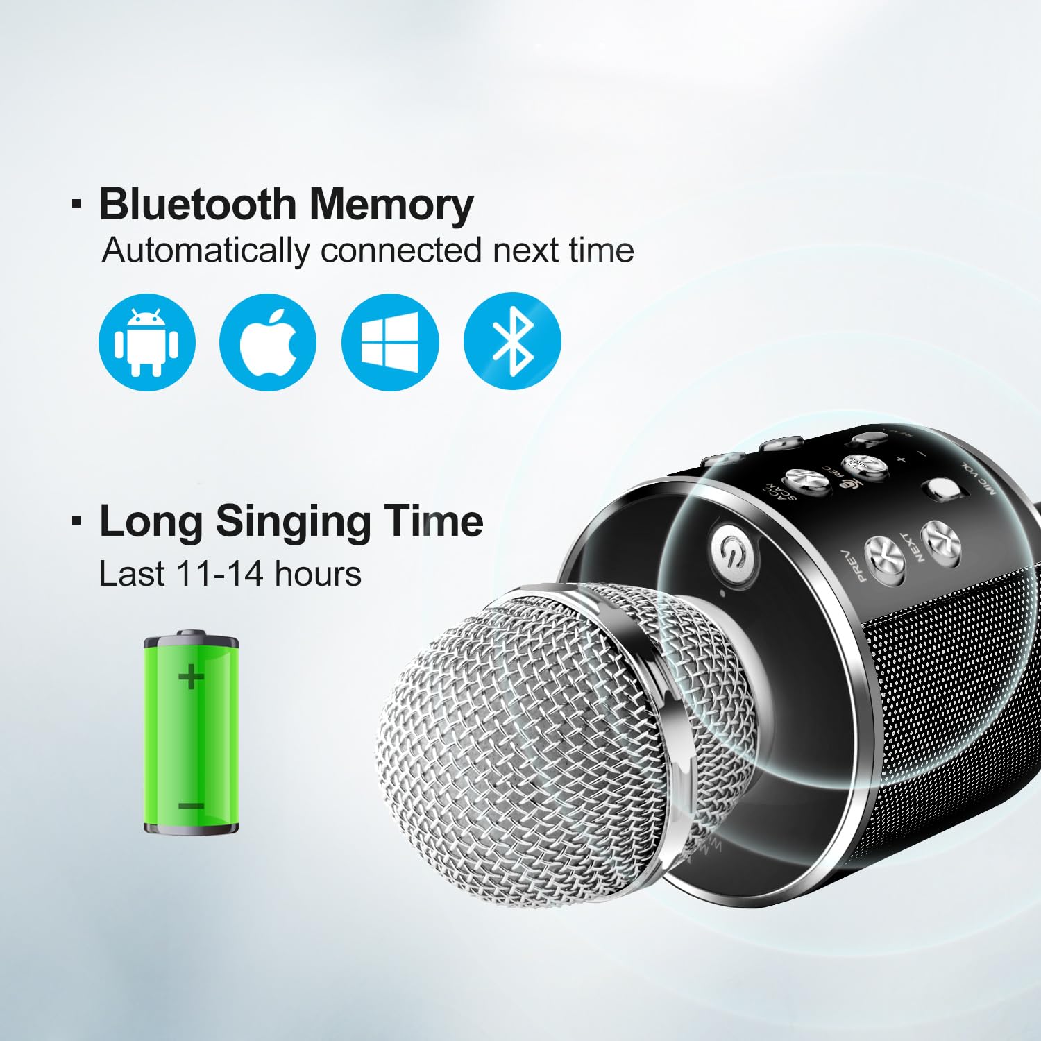 FINYIORE Microphone for Kids, Voice Changing Karaoke Micorphones Boys Girls Gifts for Kids Party Singing Microphone, White Elephant Gift for Adults