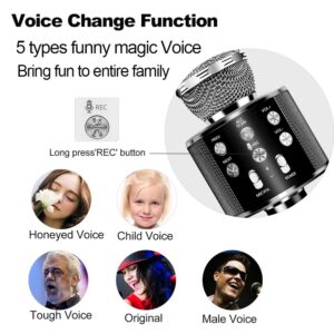 FINYIORE Microphone for Kids, Voice Changing Karaoke Micorphones Boys Girls Gifts for Kids Party Singing Microphone, White Elephant Gift for Adults