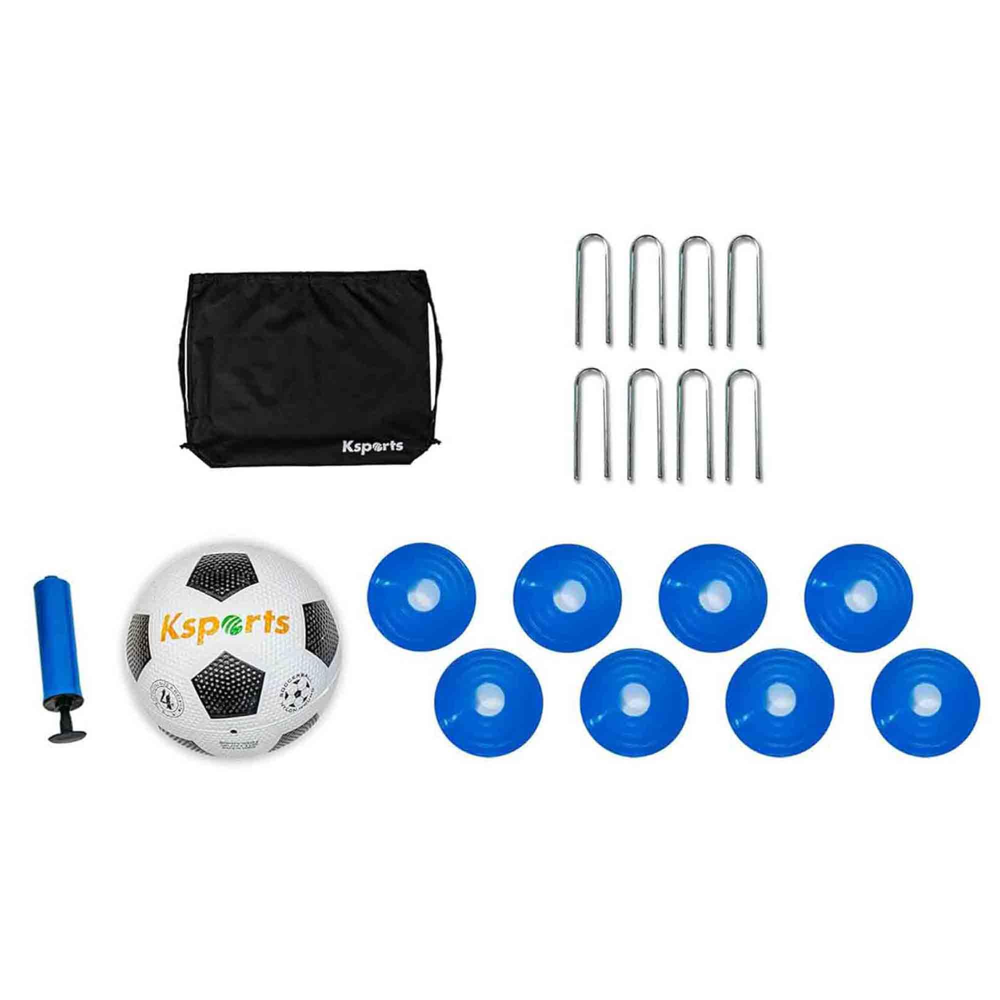 Ksports Soccer Goal Set for Kids Portable Training Equipment with Net, Balls, and Bag for Outdoor Backyard Football, 4 x 3 Feet, Blue